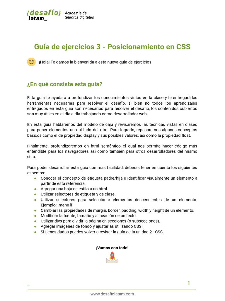 Guía de Ejercicios 3 - Posicionamientocompleto | PDF | HTML | Software