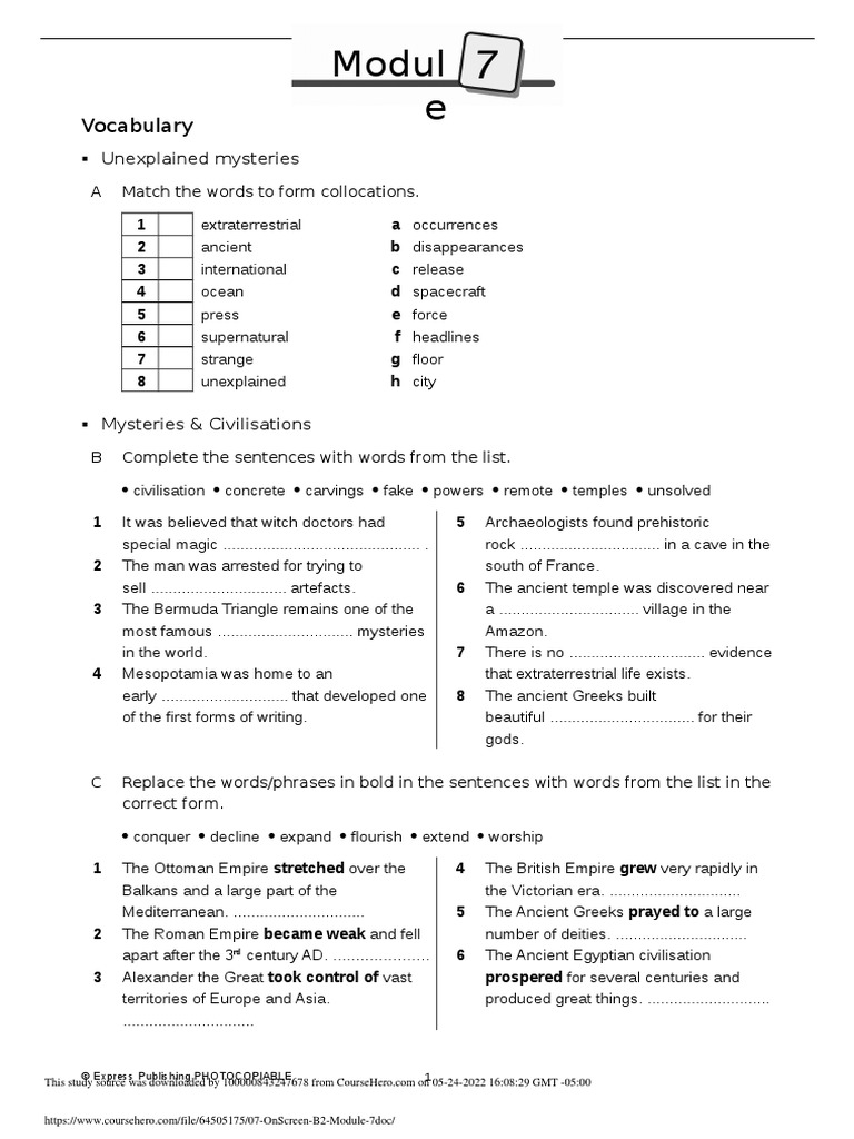 07 OnScreen B2 Module 7 | PDF | Young Adult