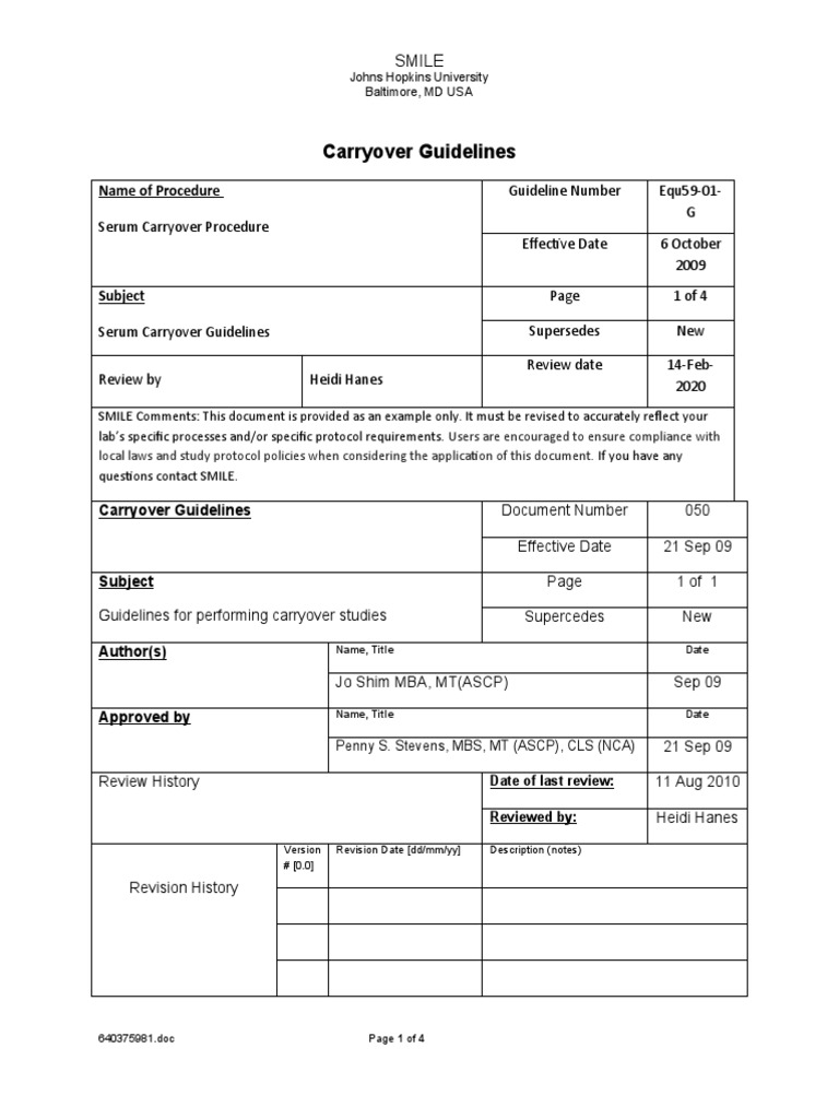 Equ59-01 SMILE Carryover Guide | PDF | Methodology | Science