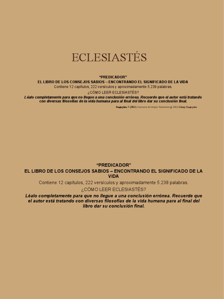Eclesiastés: Sabiduría y Vanidad | PDF | Eclesiastés