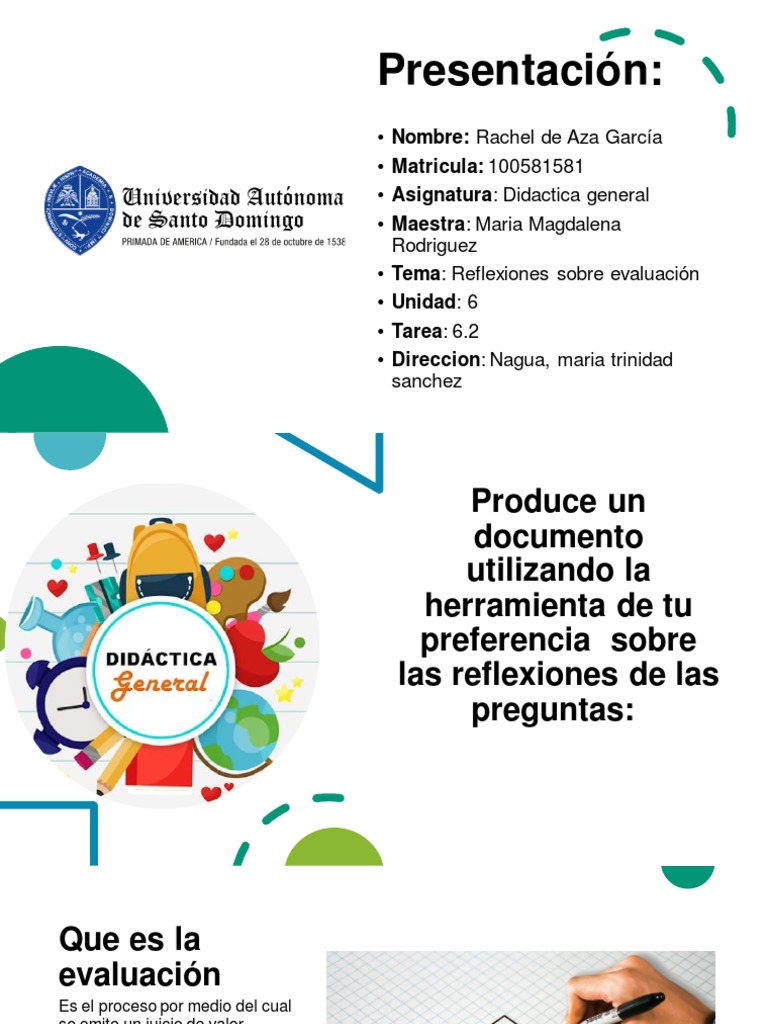 6.2 Tarea Reflexiones Sobre Evaluación | Descargar gratis PDF | Evaluación | Método de enseñanza