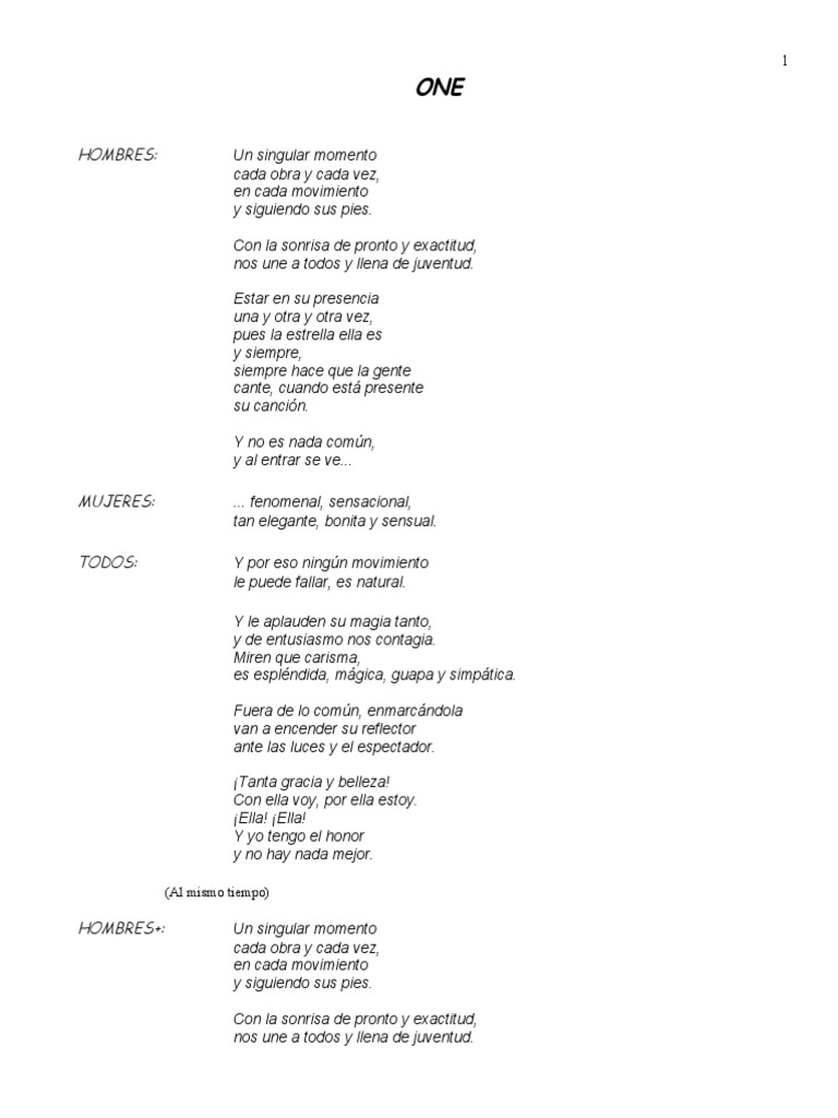 One - Chorus Line | PDF