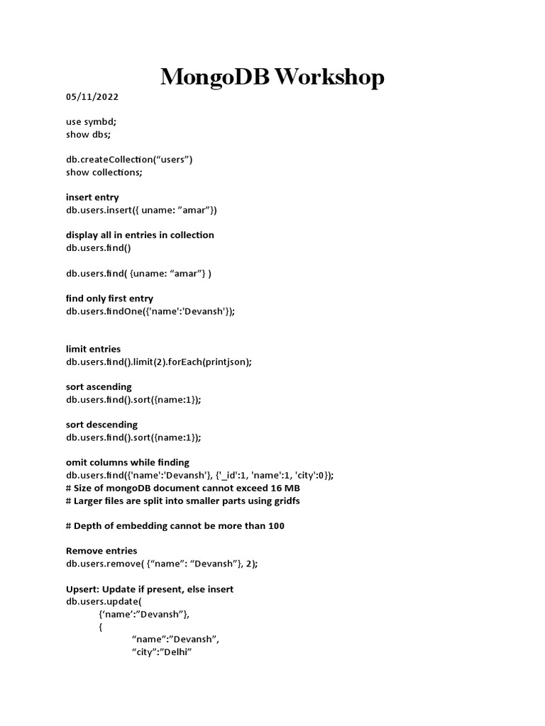 MongoDB Workshop | PDF