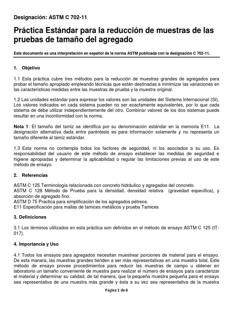 ASTM C702-11 Reduccion | PDF | Ensayos