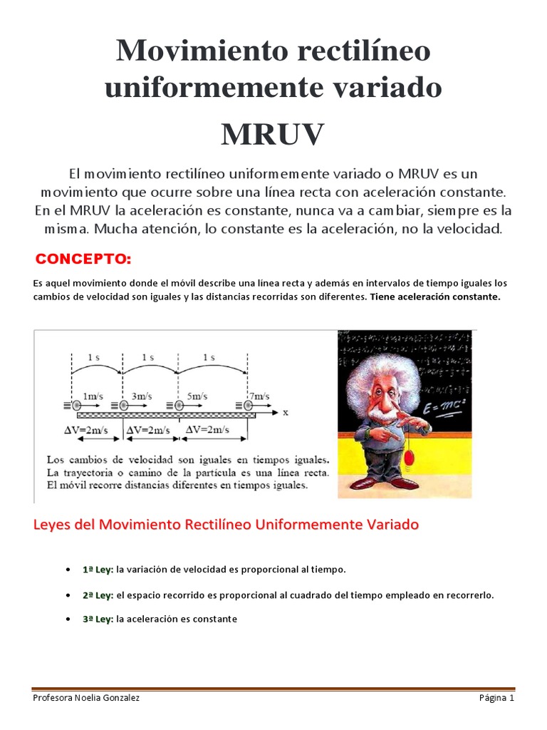 TEORÍA Movimiento Rectilíneo Uniformemente Variado | PDF | Aceleración | Velocidad
