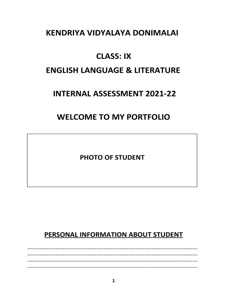Class 9 English Portfolio Overview | PDF
