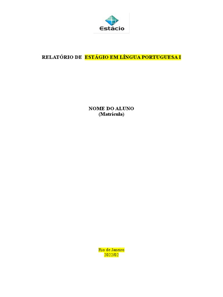 Modelo de Relat Rio de Est Gio 2022 | PDF