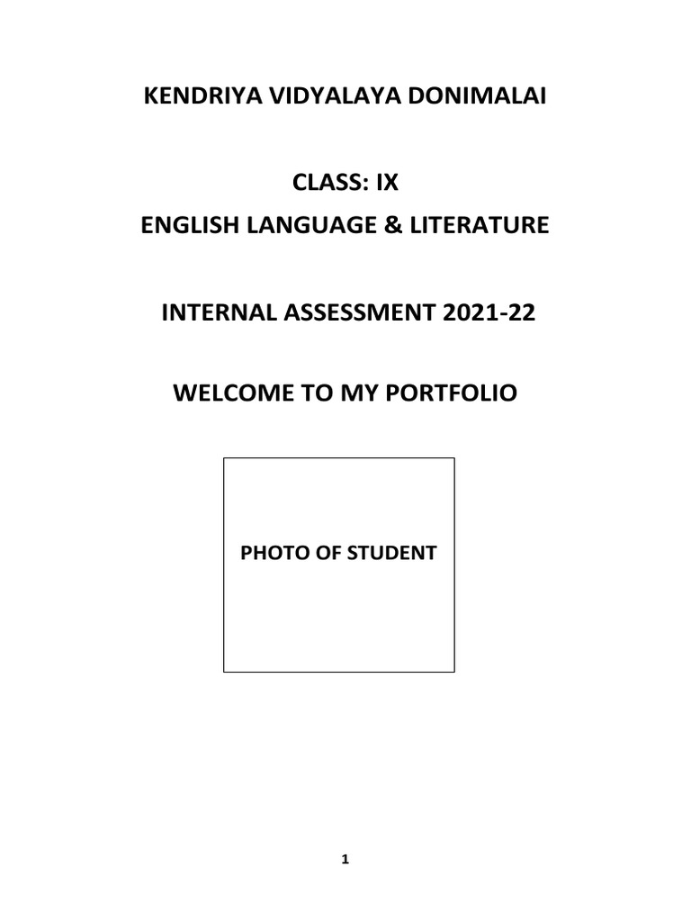 Class Ix X Portfolio Format Final 2021 Pdf Teachers Cognitive