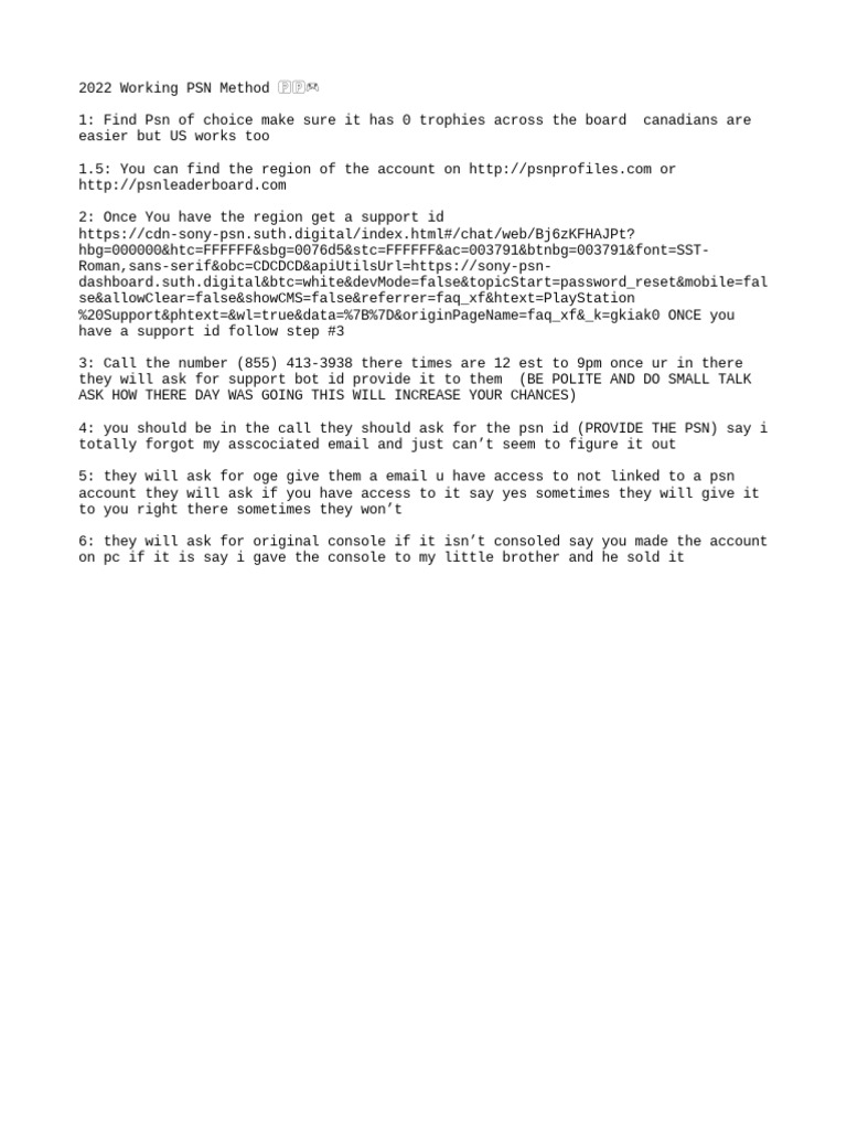 2022 Working PSN Method? | PDF