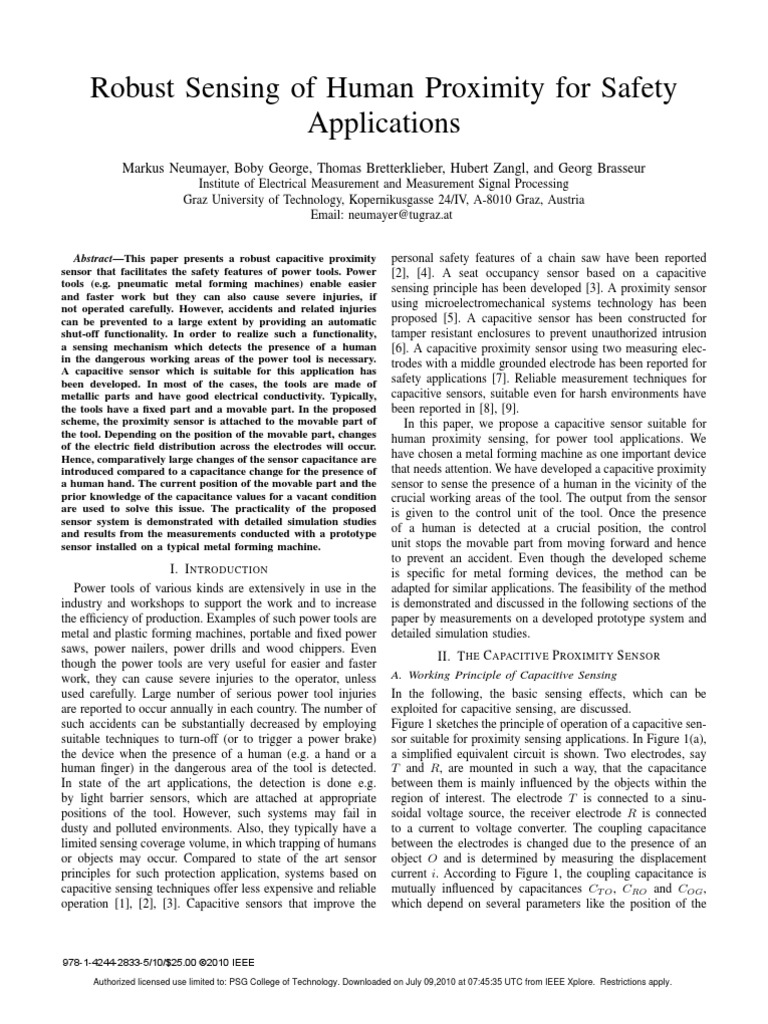 Robust Sensing of Human Proximity For Safety Applications | PDF ...