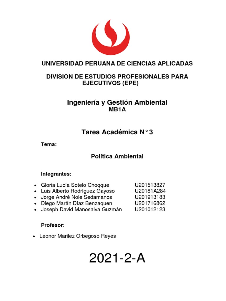 Tarea Academica 3 - Gestión Ambiental - Grupo 6 | PDF | Business ... Tarea Academica 3 - Gestión Ambiental - Grupo 6 | PDF | Business ...