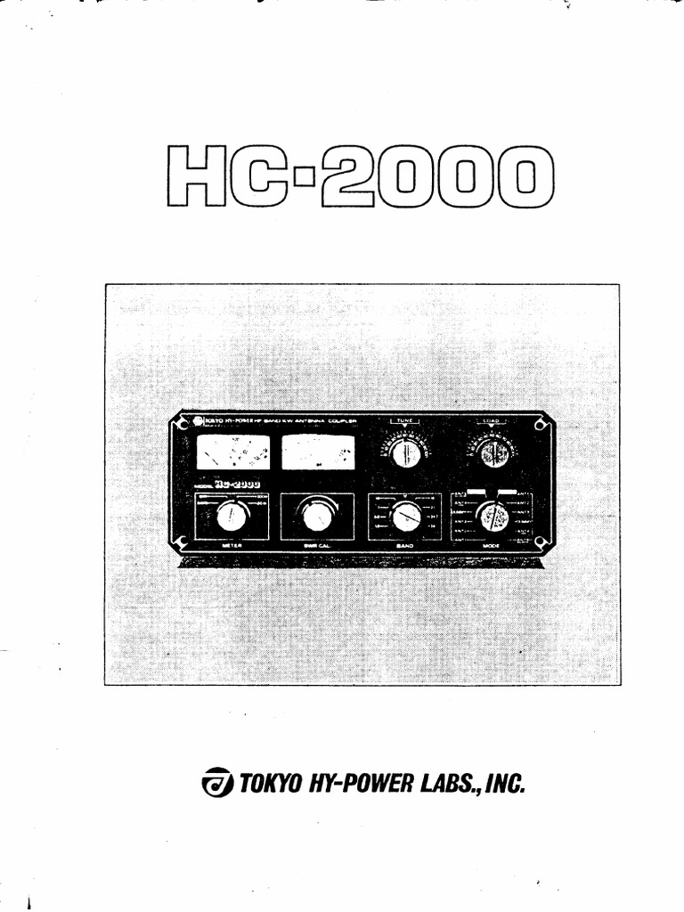 Tokyo HC-2000 Manual | PDF