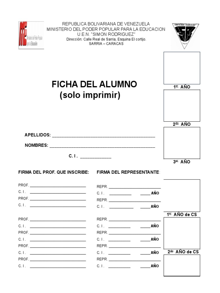 Ficha de Datos del Alumno Primaria | PDF