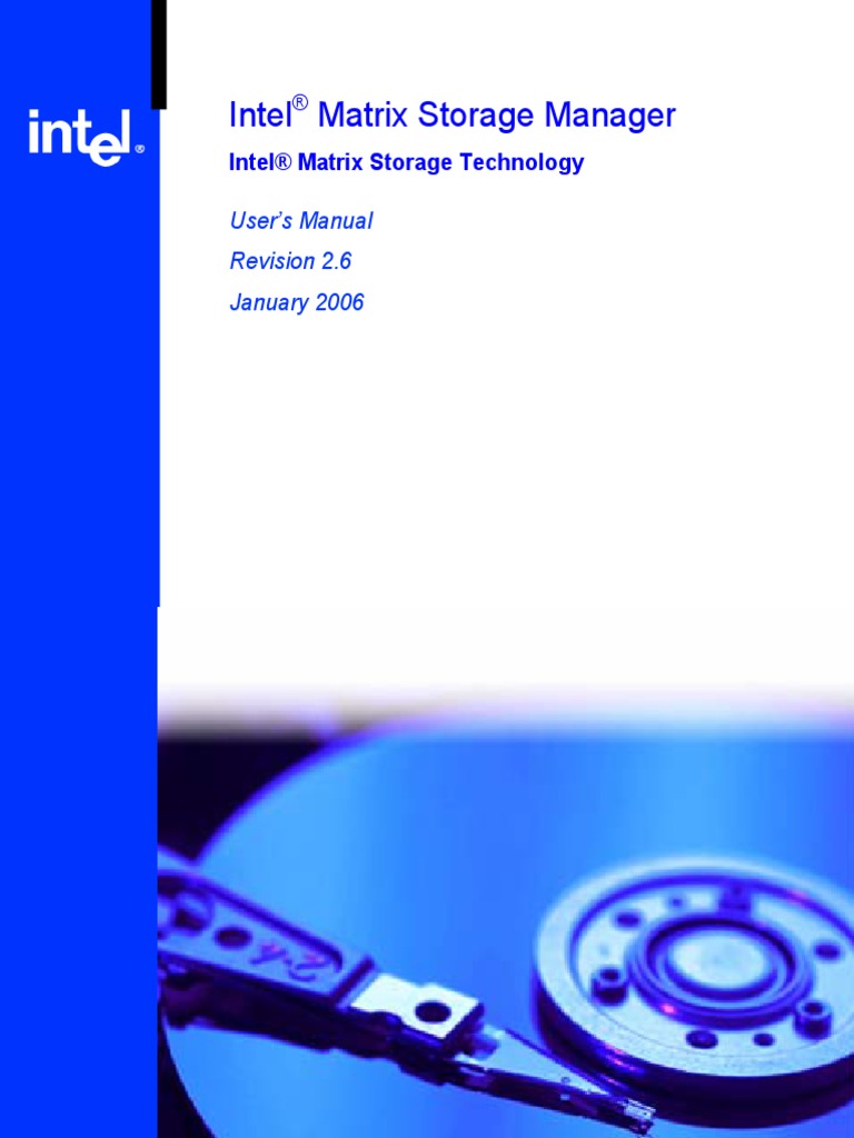 Intel Matrix Storage Manager Manual | PDF