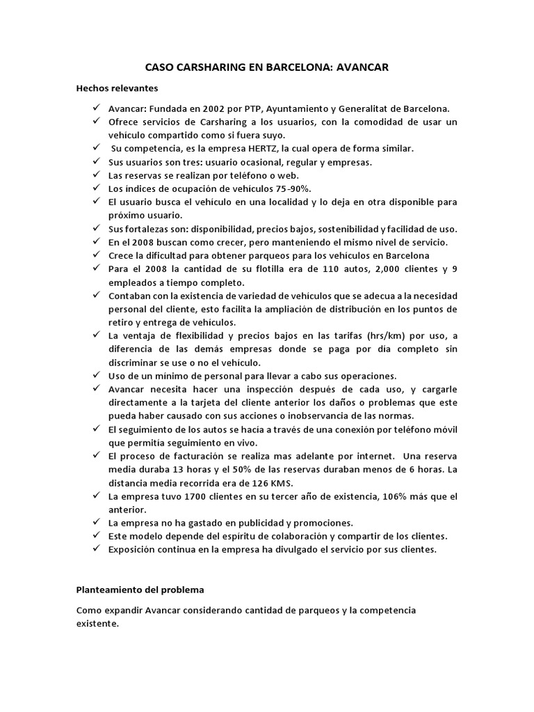 Caso Carsharing en Barcelona | PDF | Barcelona | Teléfonos móviles