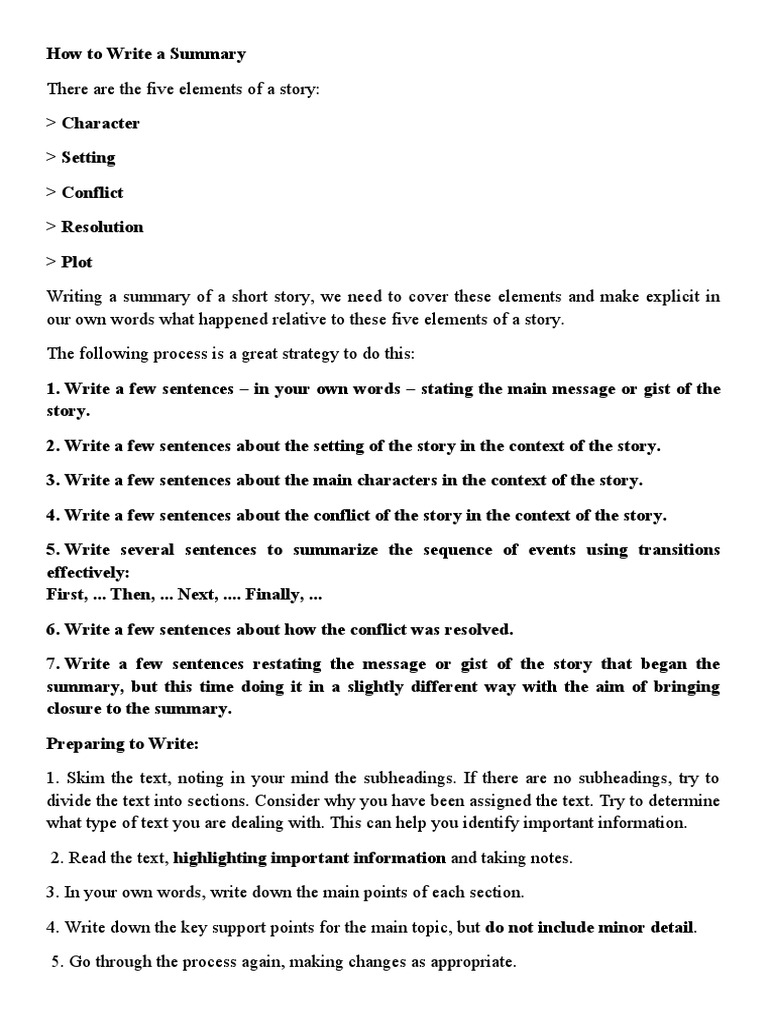 How to Summarize a Short Story | PDF | Career & Growth | Language Arts ...
