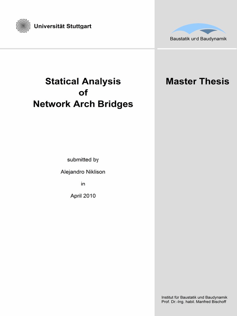 Statical Analysis of Network Arch Bridges - Niklison Thesis | PDF | Bending | Beam (Structure)