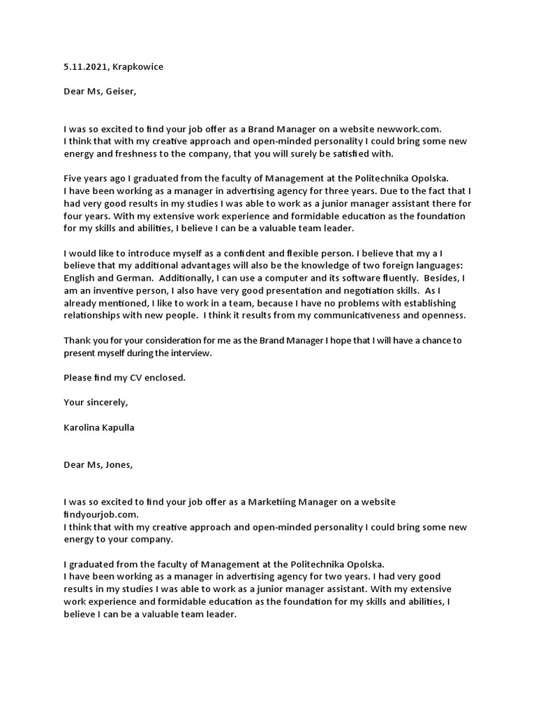 Cover Letter | PDF | Cognitive Science | Marketing