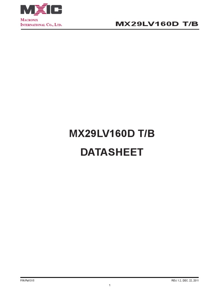 MX 29 LV 160 | PDF | Flash Memory | Input/Output