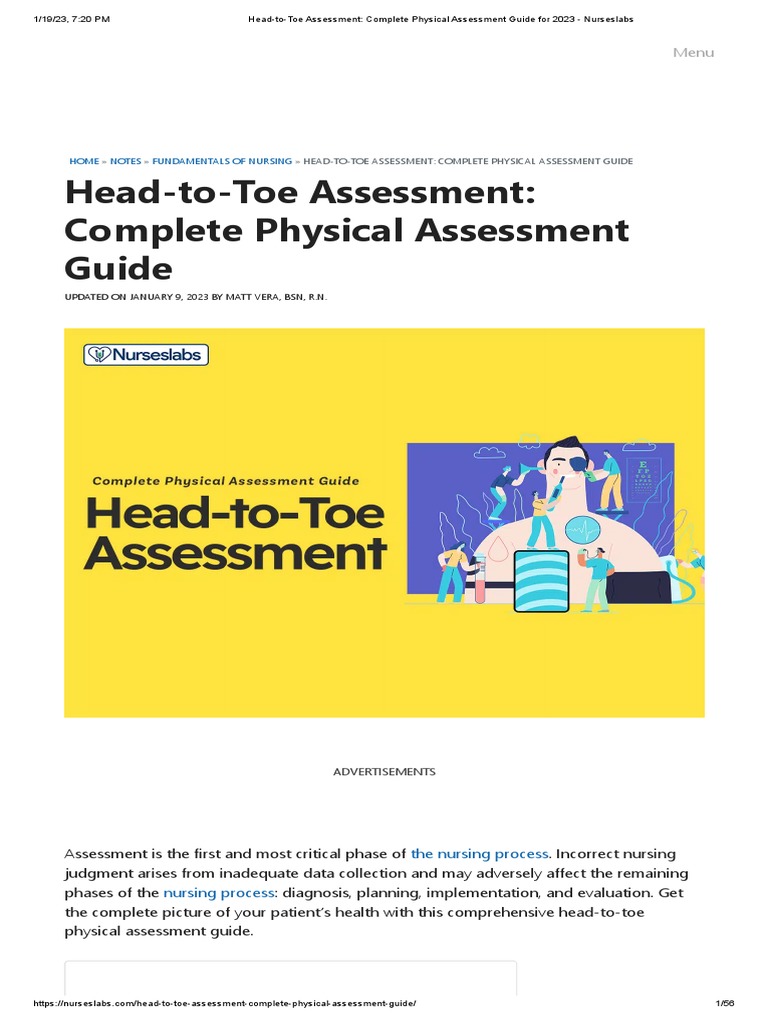 Head-To-Toe Assessment - Complete Physical Assessment Guide For 2023 ...