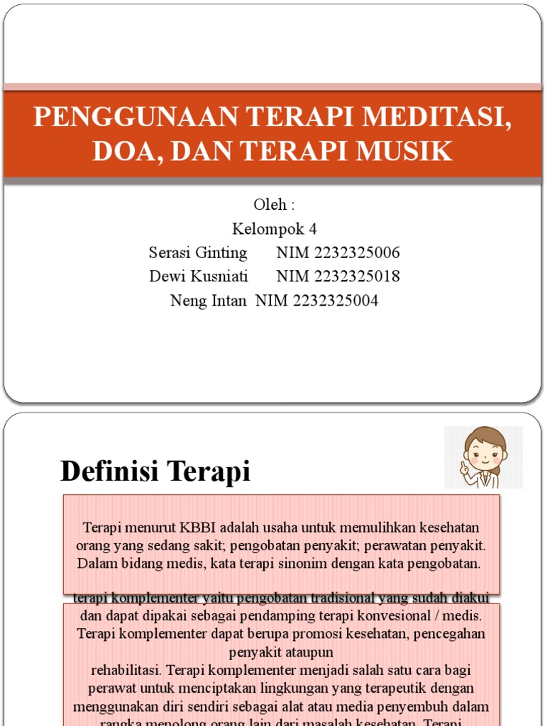 Kelompok 4 Penggunaan Terapi Meditasi, Doa, Dan Terapi | PDF