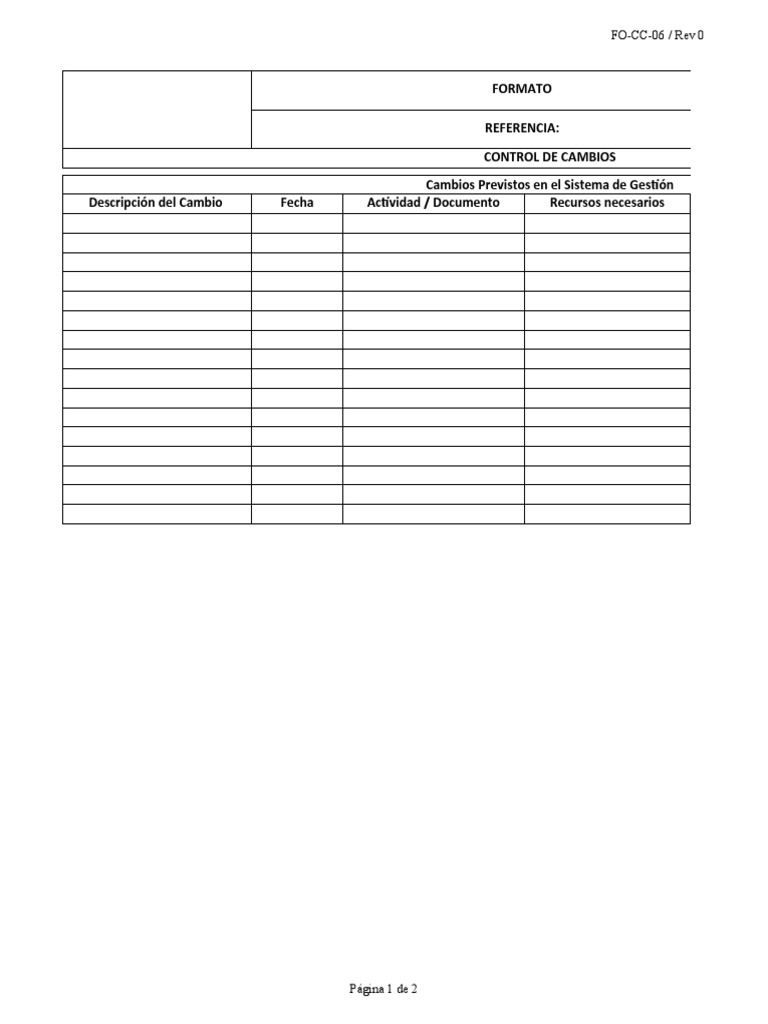 Procedimiento de Control de Cambios | PDF