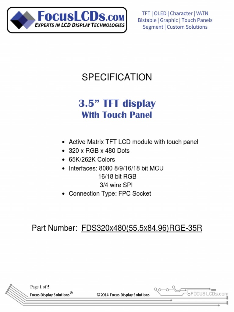 3.5'' TFT Display | PDF | Thin Film Transistor Liquid Crystal Display ...
