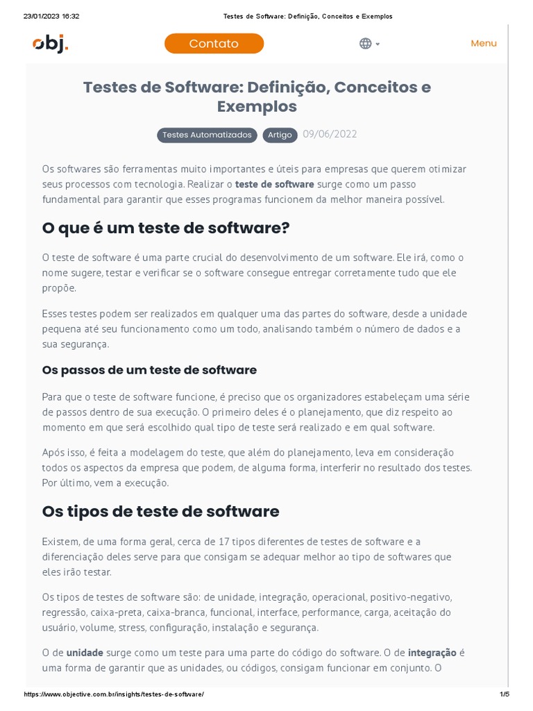 Testes de Software - Definição, Conceitos e Exemplos | PDF | Testes de ...