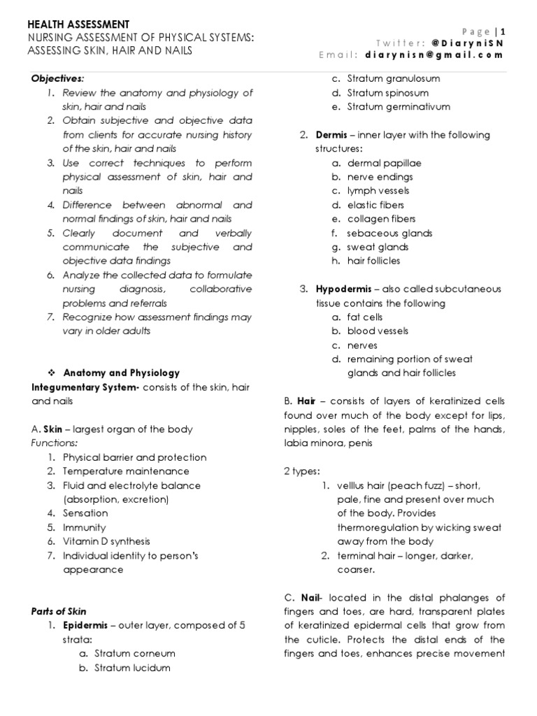 Nursing Assessment of Skin, Hair, Nails | PDF | Medical Specialties ...