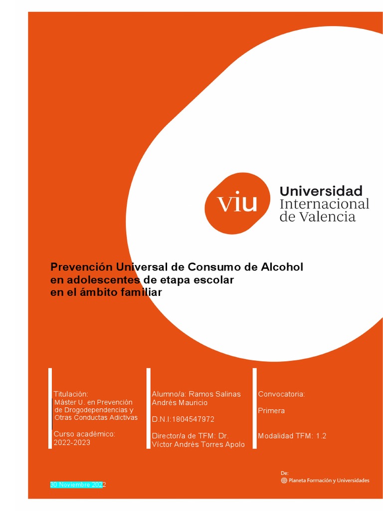 TFM Borrador Final | PDF | La dependencia de sustancias | Comportamiento