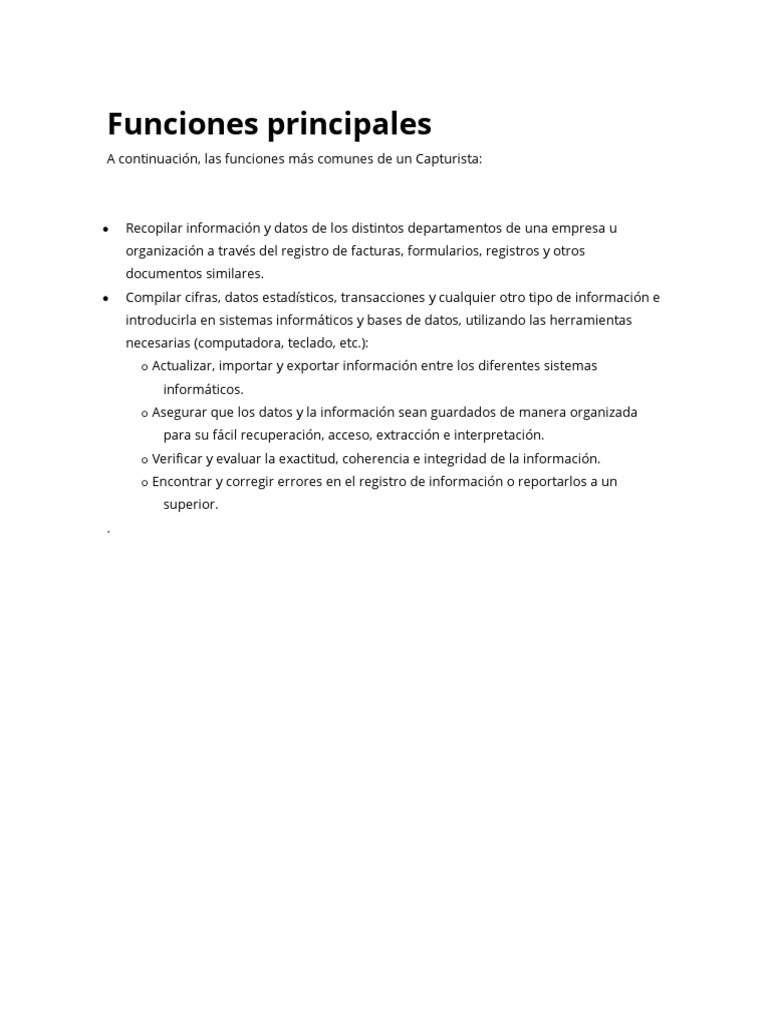 Funciones de Un Capturista | PDF