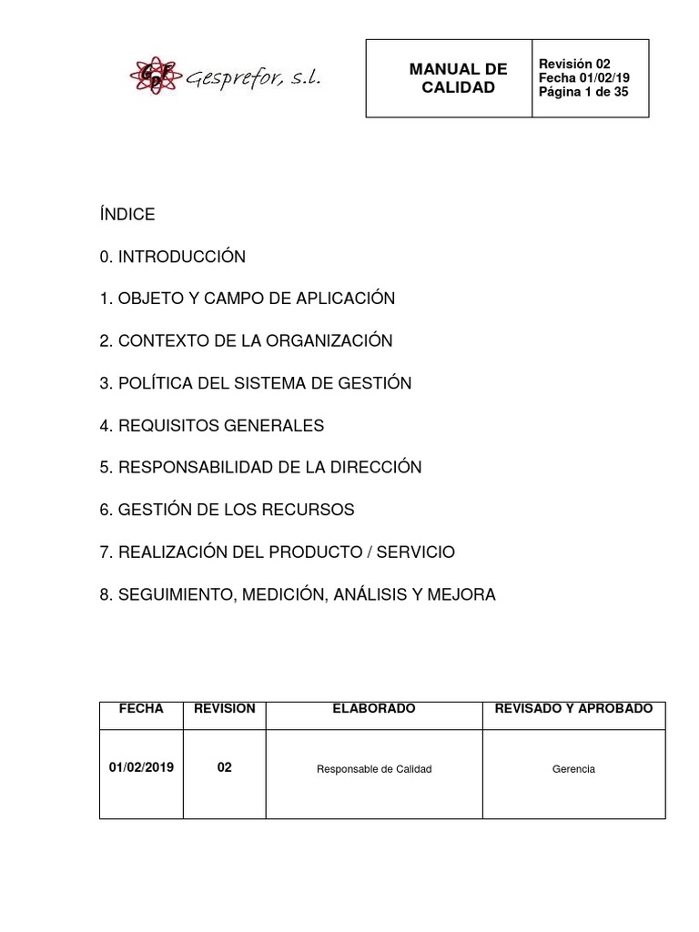 manual_de_calidad | PDF | Calidad (comercial) | Sistema de manejo de calidad