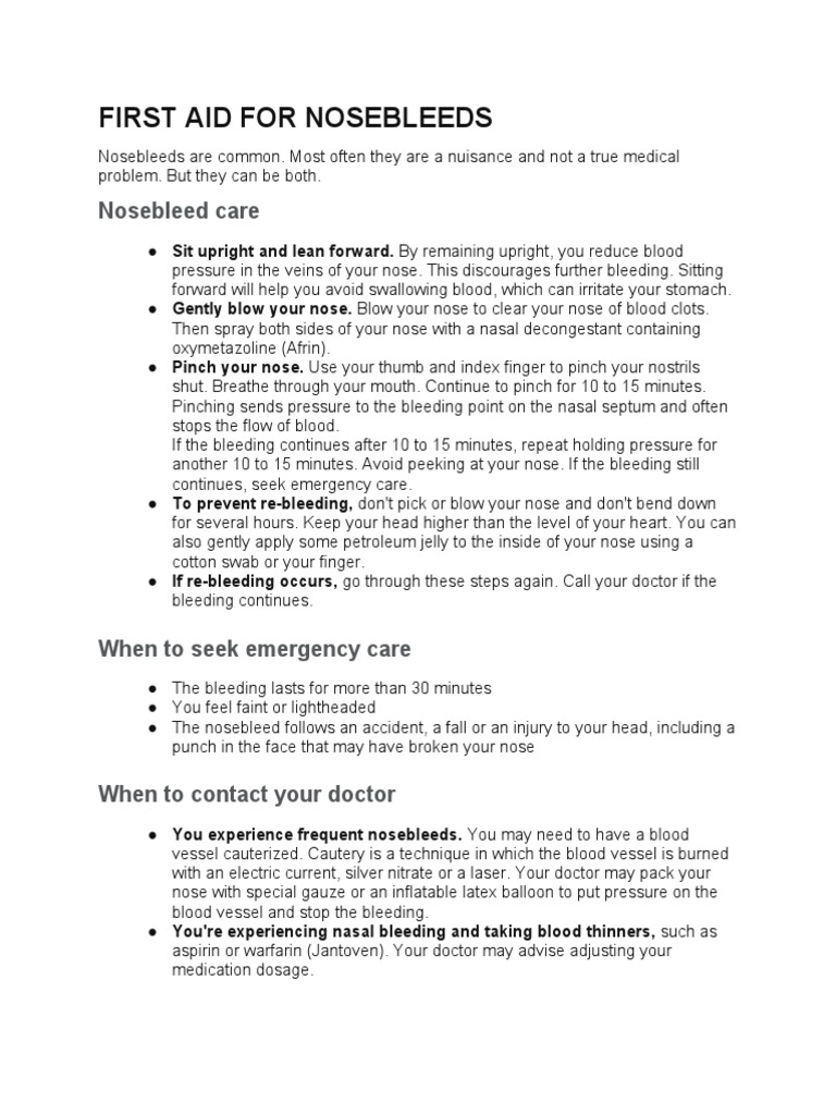 Effective First Aid for Nosebleeds | PDF