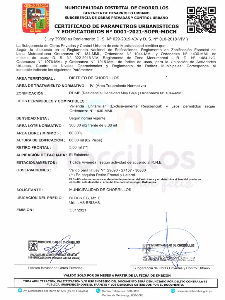 Certificado Parametros | PDF