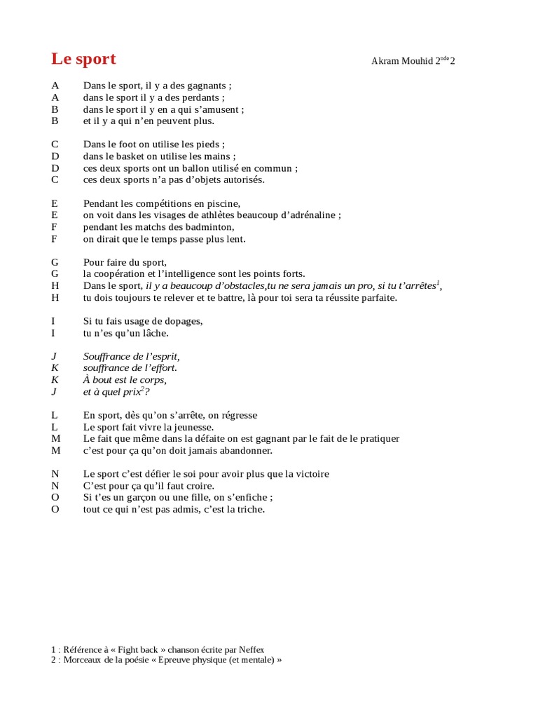Poéme de Francais | PDF