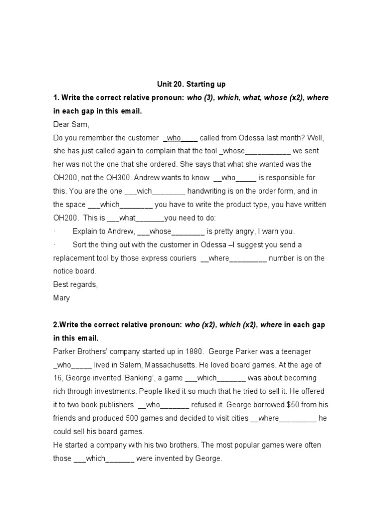 Unit 20 Workbook | PDF