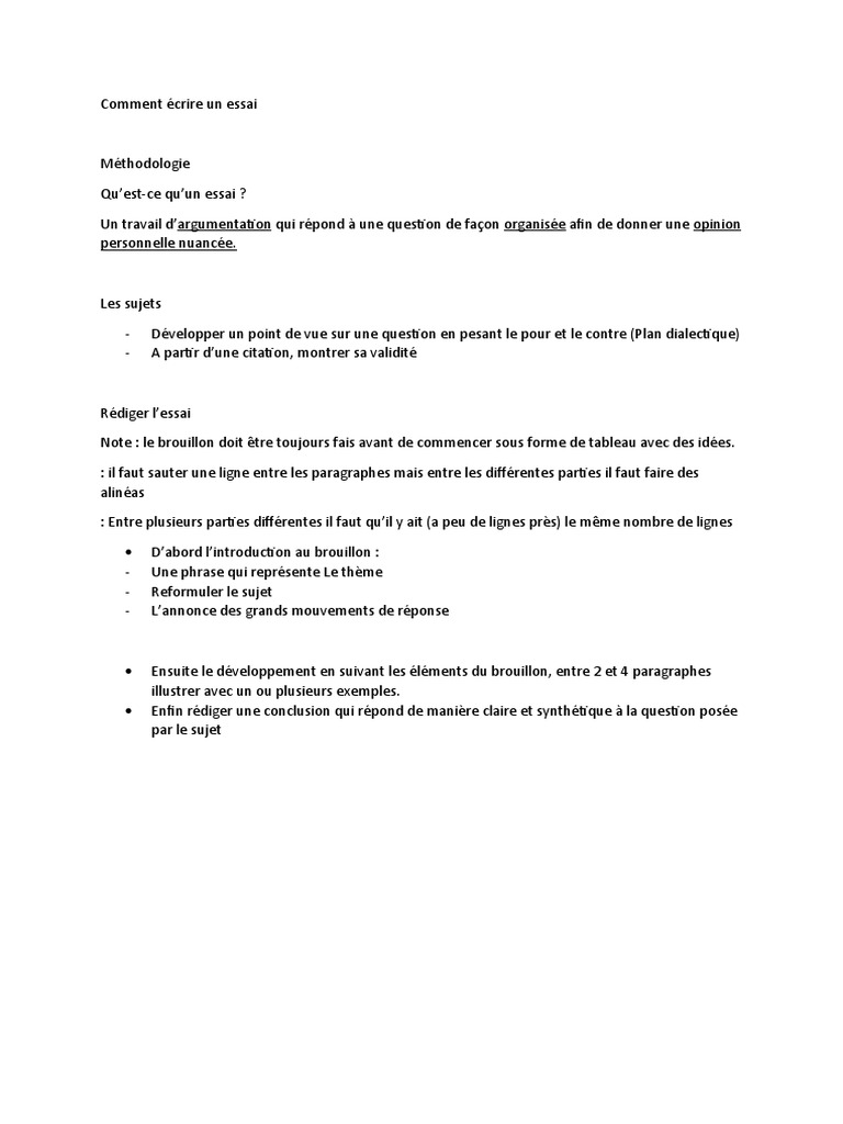 Guide pour rédiger un essai en français | PDF | Romans