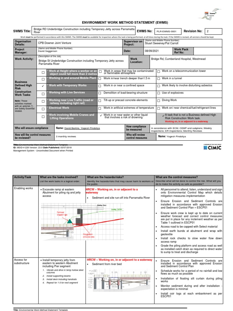 EWMS 1 - Rev 2 - Temp Jetty and Bridge | PDF | Risk | Deep Foundation