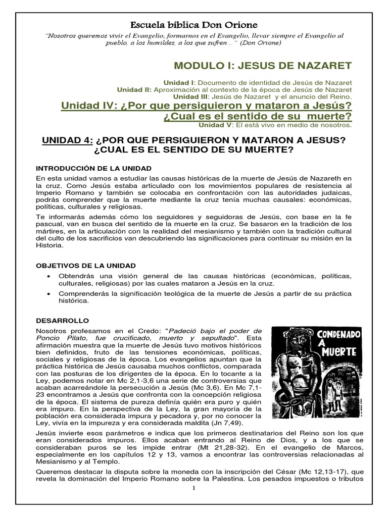 Modulo I Unidad 4 El Sentido de La Muerte de Jesus 2019 | PDF | Jesús ...