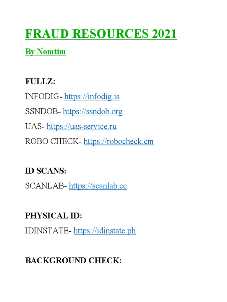 Fraud Resources by Nomtim 2021 FREE | PDF