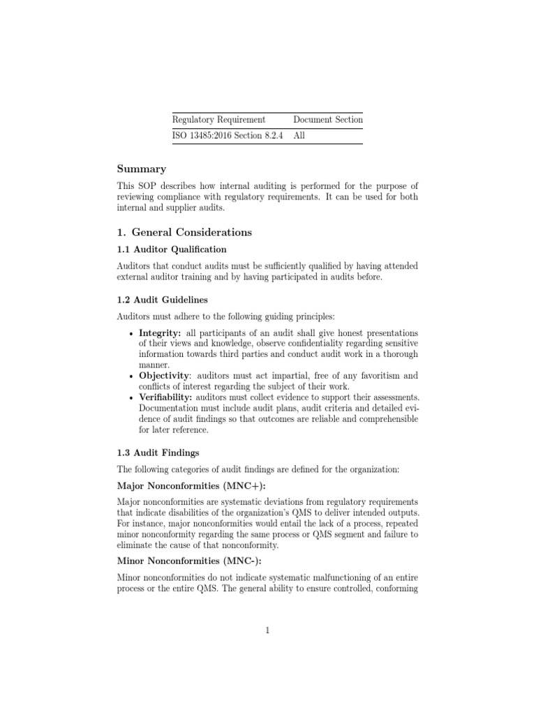Sop Internal Audit | Download Free PDF | Audit | Quality Management System