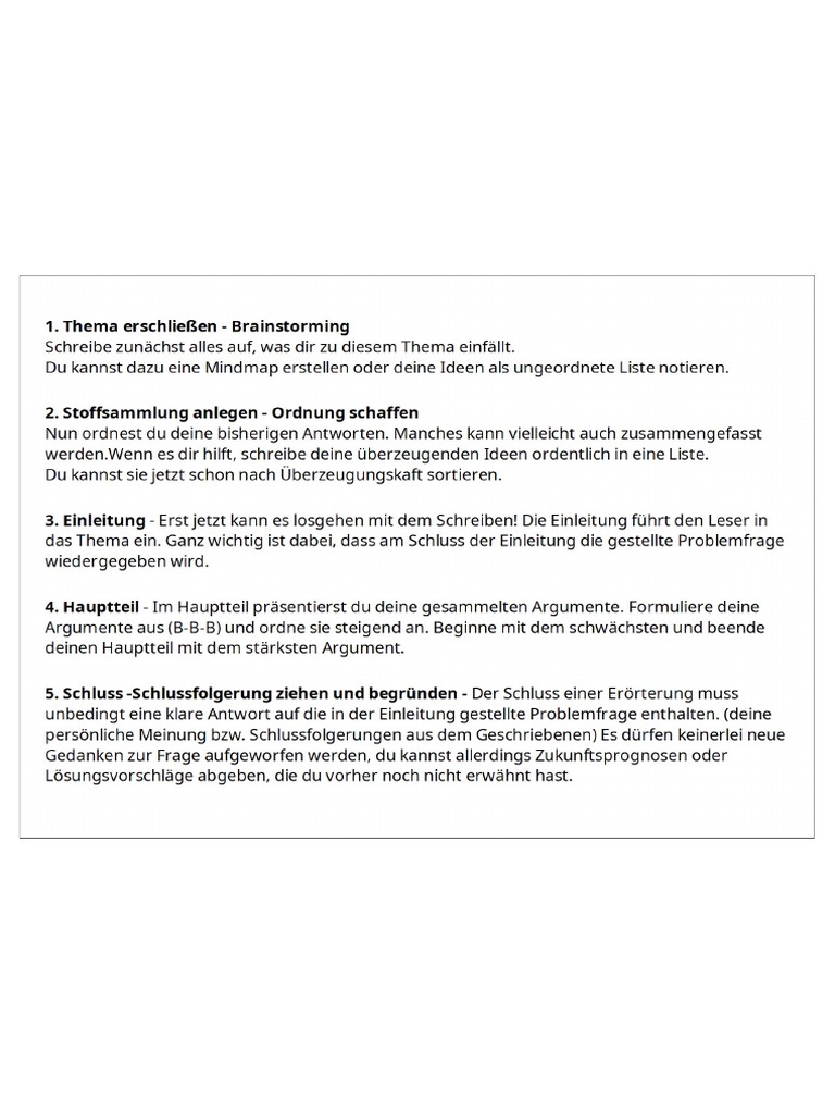 Lineare Erörterung - Aufbau+Erklärungen | PDF