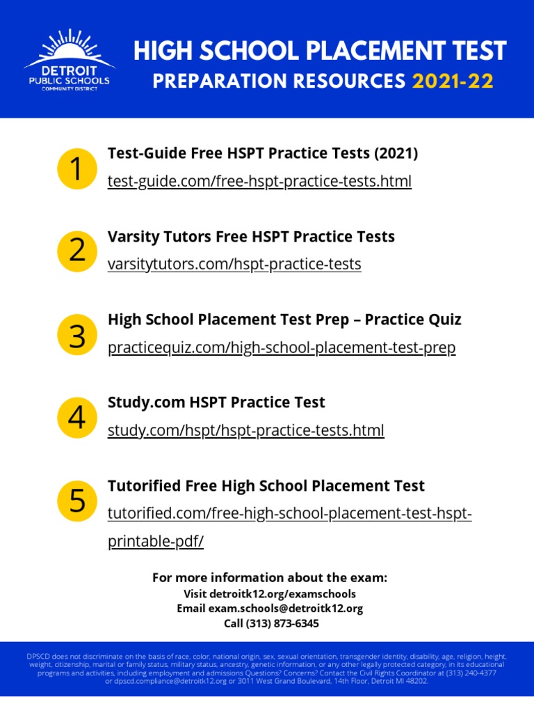 High School Placement Test Resources 2021-22 | PDF | Career & Growth