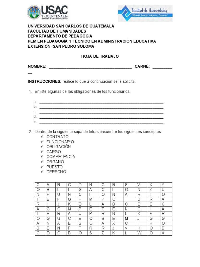 Hoja de Trabajo | PDF