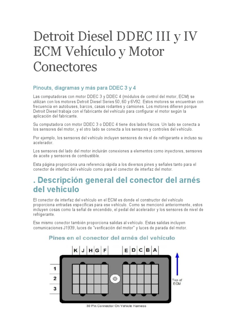 Pinouts y Diagramas DDEC III y IV | PDF | Motor diesel | Acelerador