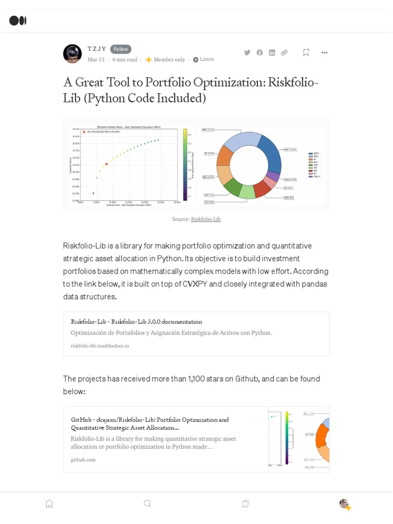 A Great Tool To Portfolio Optimization - Riskfolio-Lib (Python Code ...