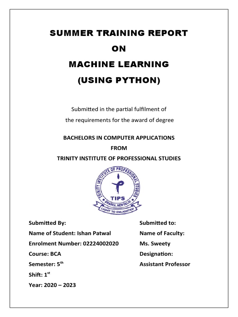 Summer Training on Machine Learning in Python | PDF | Machine Learning | Python (Programming ...