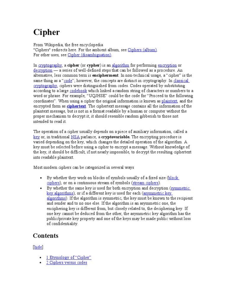 Cipher | PDF | Cipher | Cryptography