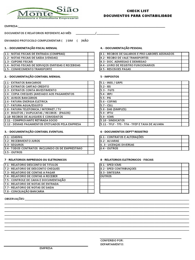 Check List Documentos | PDF | Indústrias de serviços | Serviços financeiros