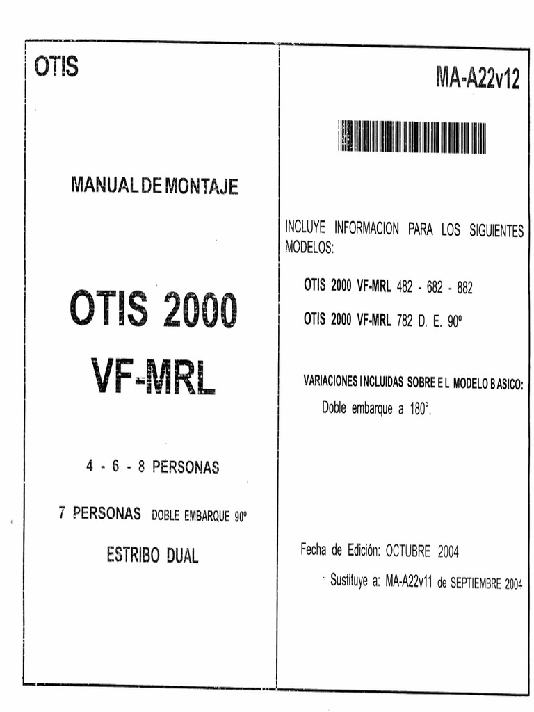OTIS - MRL - Manual de Montagem | PDF | Ascensor